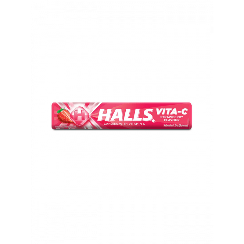 Halls Stick Candy VC- Strawberry 34g - The Factory Outlet
