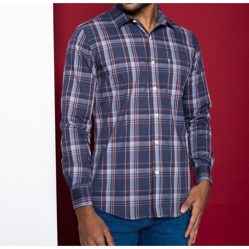 Emerald Active Checks Slim Fit - Moonlight - Zoop