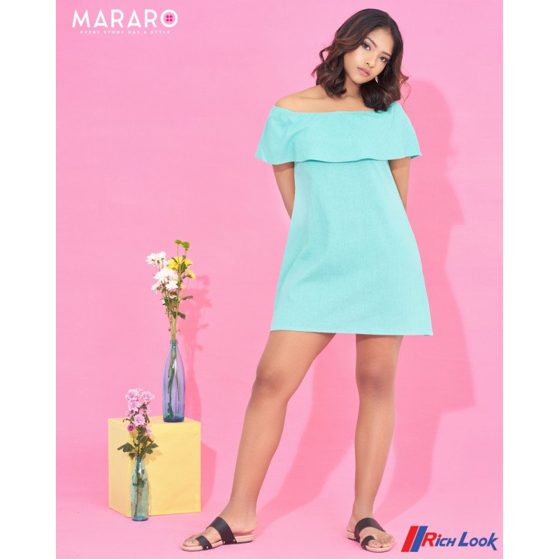 Mararo Linen Of Shoulder Dress - Rich Look