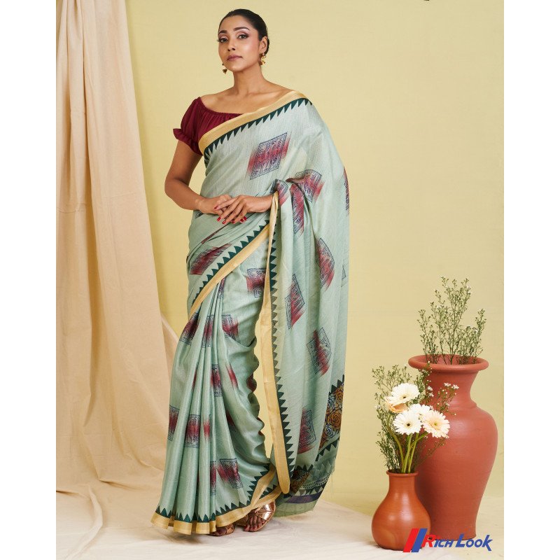 Printed Daily Wear Silk Blend Saree - Rich Look