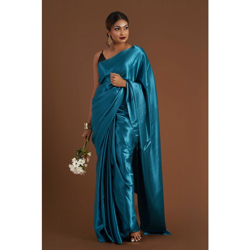 Satin Plain Saree - Rich Look