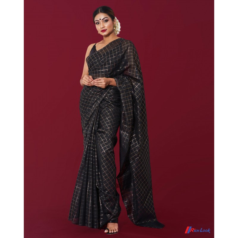Cotton Silk Check Saree - Rich Look