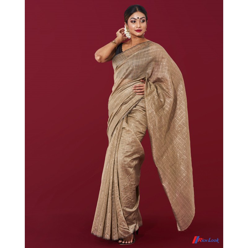 Cotton Silk Check Saree - Rich Look