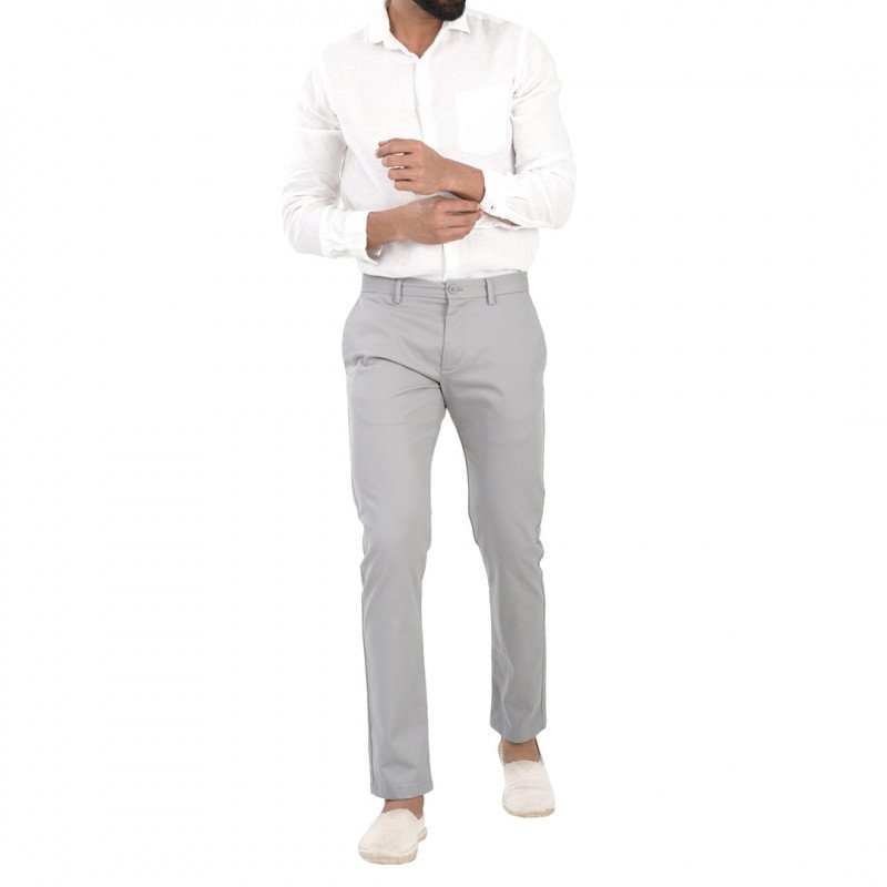 MOOSE Men's Light Grey Formal Chino Pant - Zoop