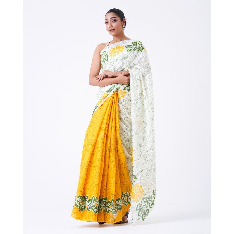 Floral Cotton Batik Saree 5 - Rich Look