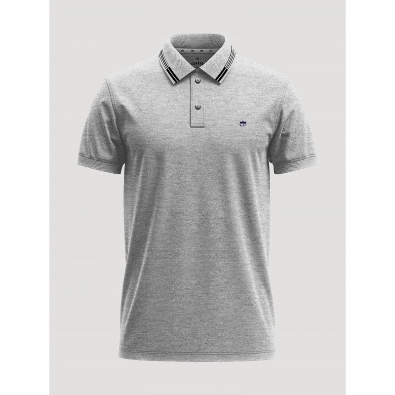 French melange grey Men's Polo T Shirt - 881 - Zoop