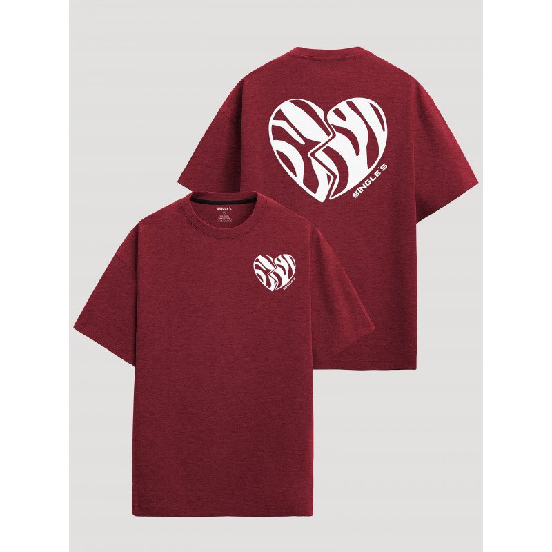 SINGLES Red Men's Oversized T-Shirt - Zoop