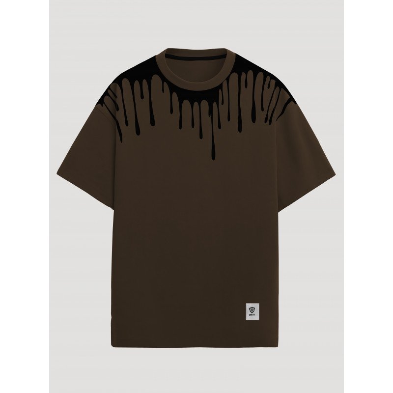 Sable Brown Ink spill Men's Oversized T-Shirt - Zoop